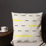 Minimalist Linear Design Pillow in beige, black and yellow • AfriMod