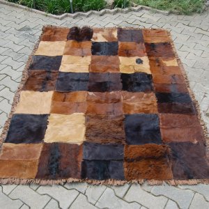 Vintage Patchwork Goat Skin / Goat Hide Rug • AfriMod