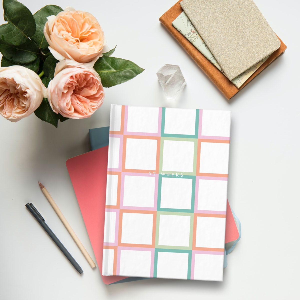 Pretty Weekly Planner with Priorities + Tracker - undated (coral & teal ...