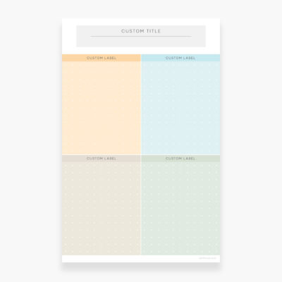 Mix and Match Four-Quadrant Matrix Notepad (muted colors) • AfriMod.