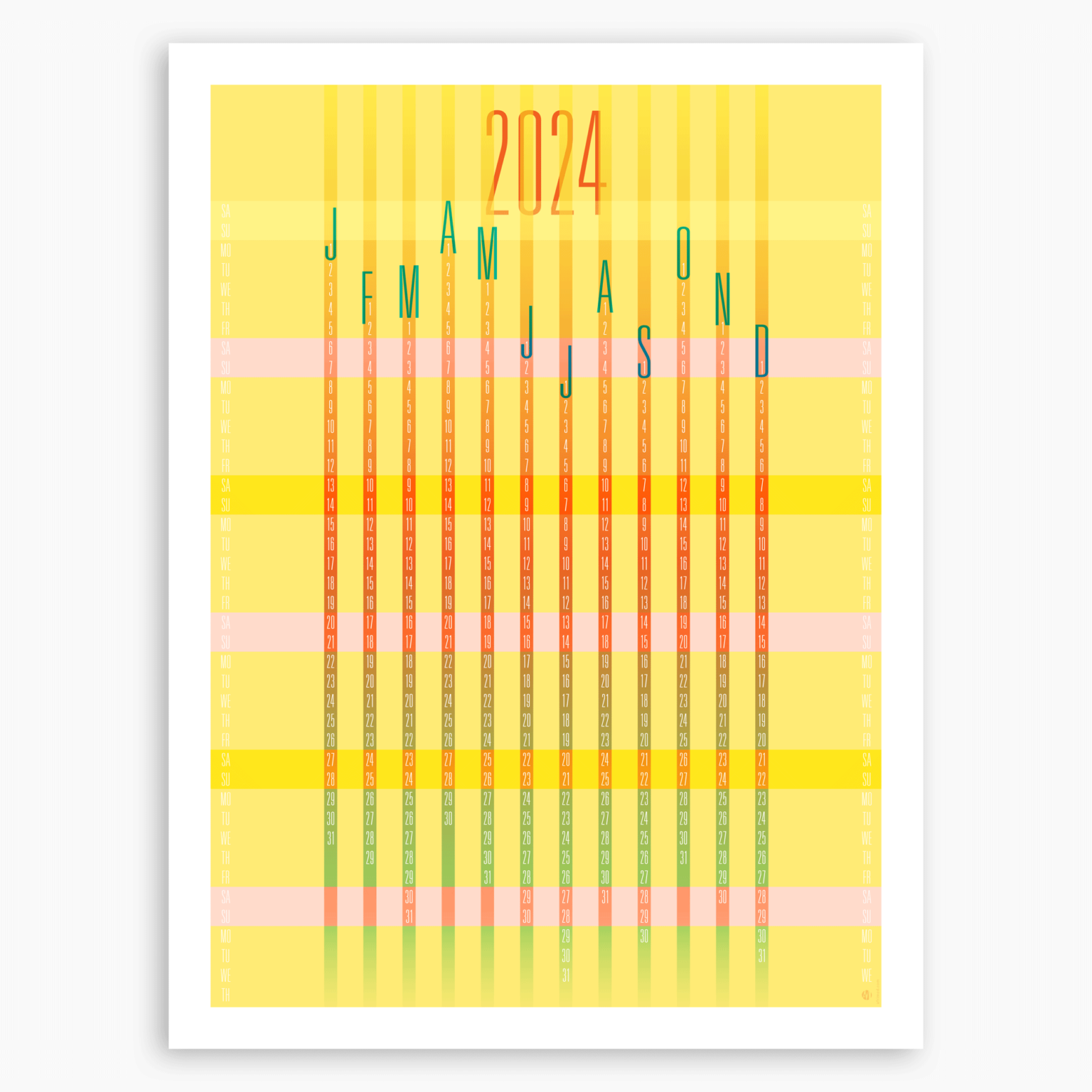 2023 Year at a Glance Vertical Calendar Poster • AfriMod